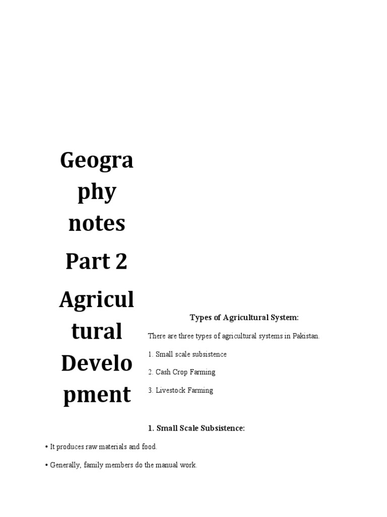 Geography Notes Part 2 | PDF | Agriculture | Sugarcane
