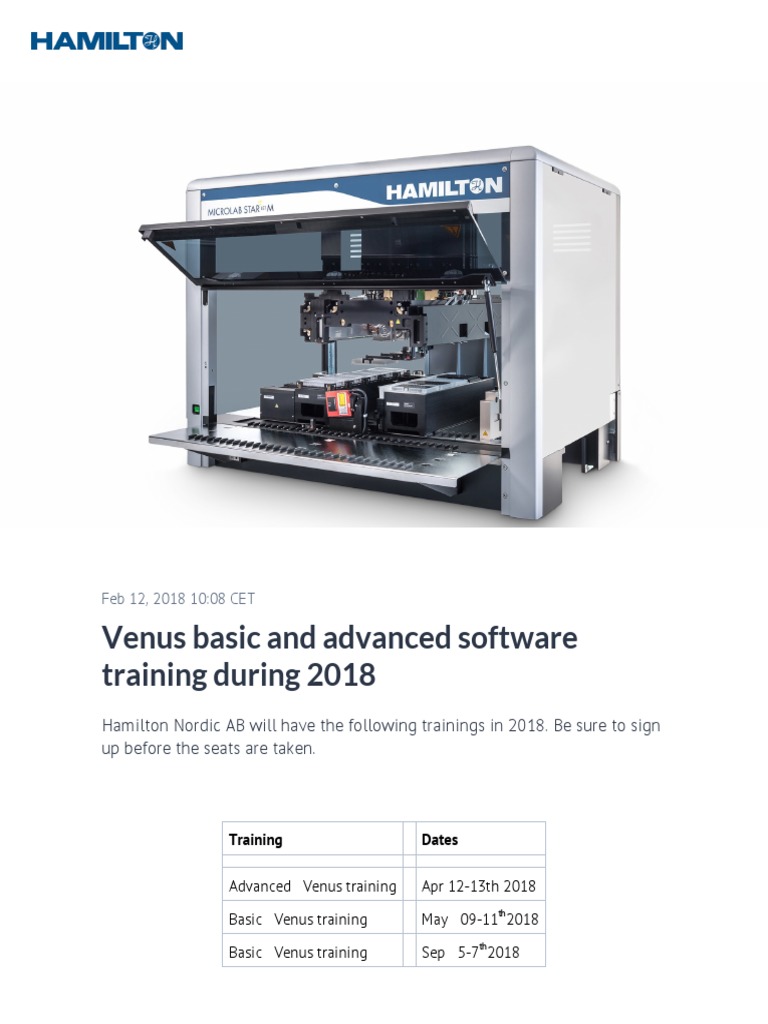 Venus Basic and Advanced Software Training During 2018 | PDF