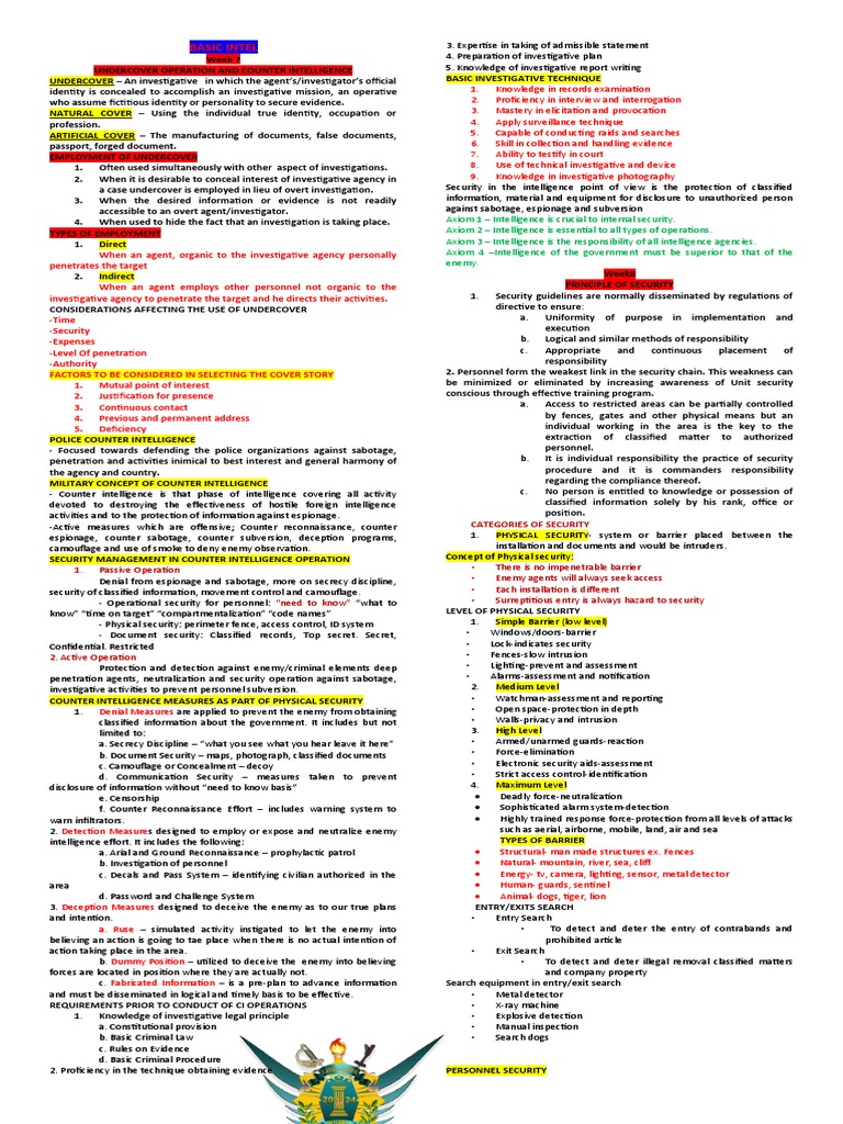 Basic Intel Reviewer | Download Free PDF | Espionage | Counterintelligence