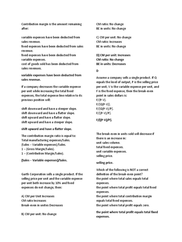 CVP Analysis Theories | PDF | Income Statement | Market (Economics)