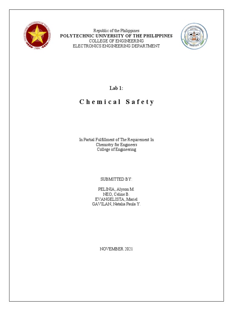 Chemical Safety: Polytechnic University of The Philippines | PDF ...