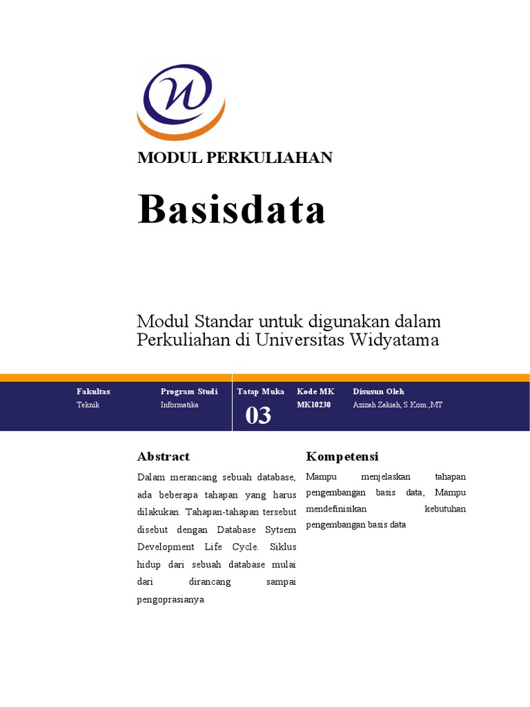 03 PMW - Template Modul Ganjil 2020 - Basisdata | PDF | Karier & Perkembangan