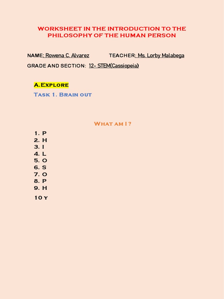 Philosophy Worksheet Final | PDF | Reason | Science