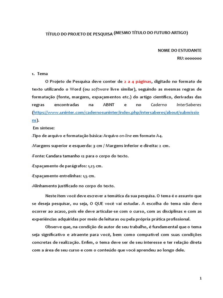 Template (Modelo) - Projeto TCC | Download grátis PDF | Metodologia ...
