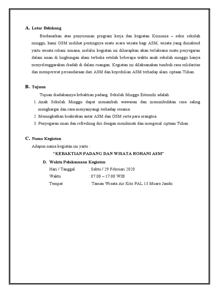 Proposal Kebaktian Padang | PDF