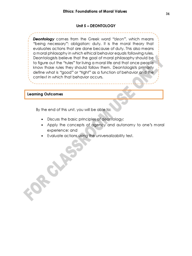 Deontology Comes From The Greek Word "Deon", Which Means | PDF ...