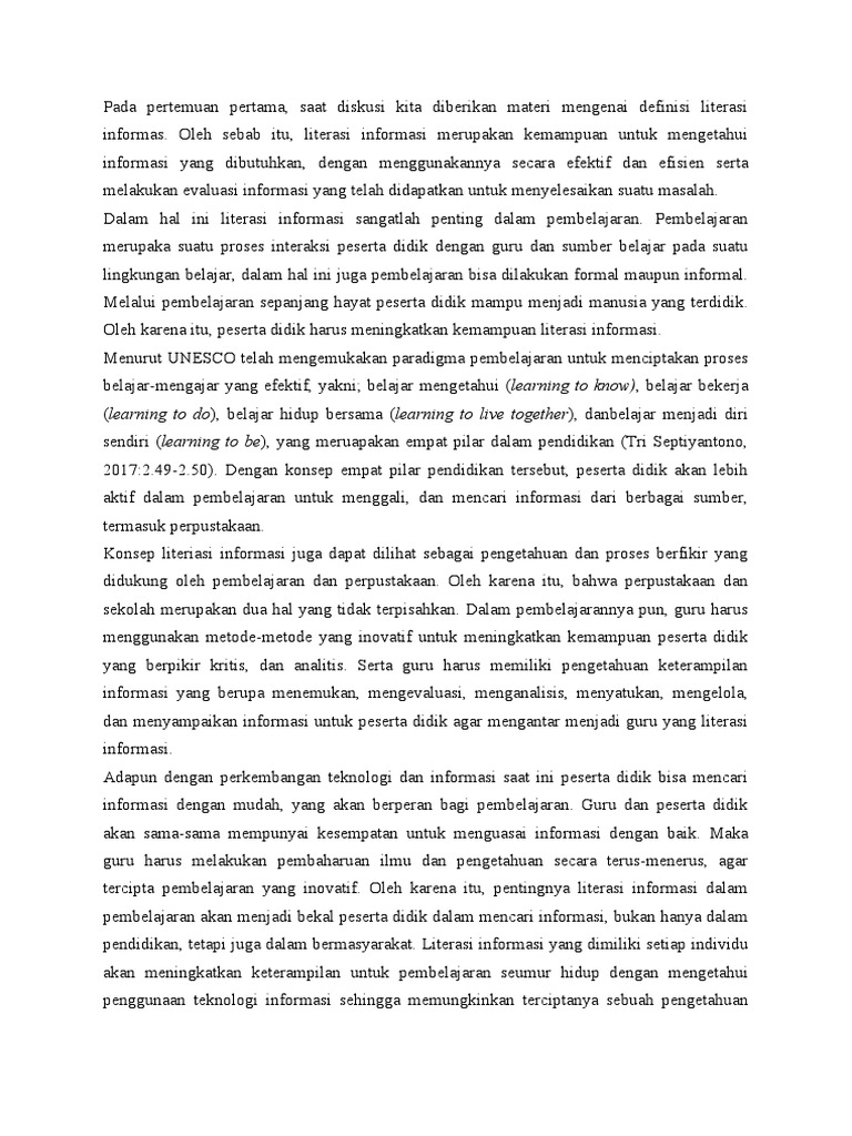 Pentingnya Literasi Informasi dalam Pembelajaran | PDF | Karier ...