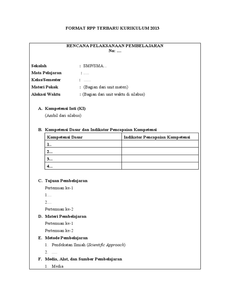 4b. FORMAT RPP TERBARU KURIKULUM 2013 | PDF | Karier & Perkembangan