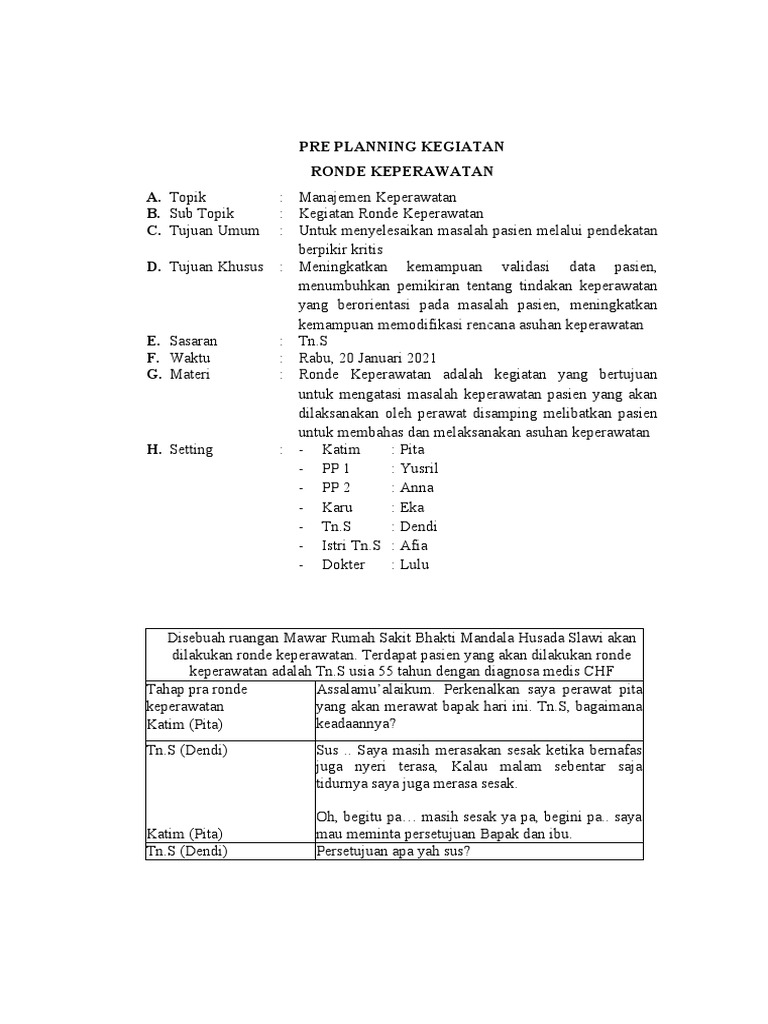 Gel 3-Pre Planning Ronde Keperawatan | PDF