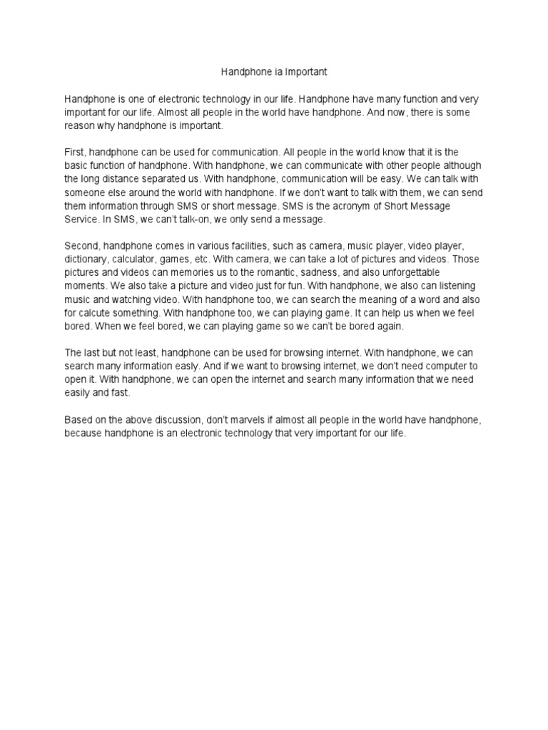 Handphone Is Important | PDF