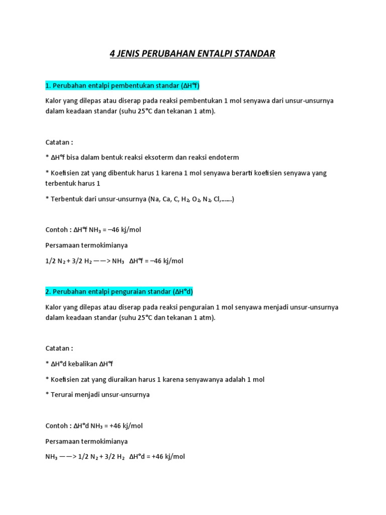 4 Jenis Perubahan Entalpi Standar | PDF | Sains & Matematika | Teknologi & Rekayasa