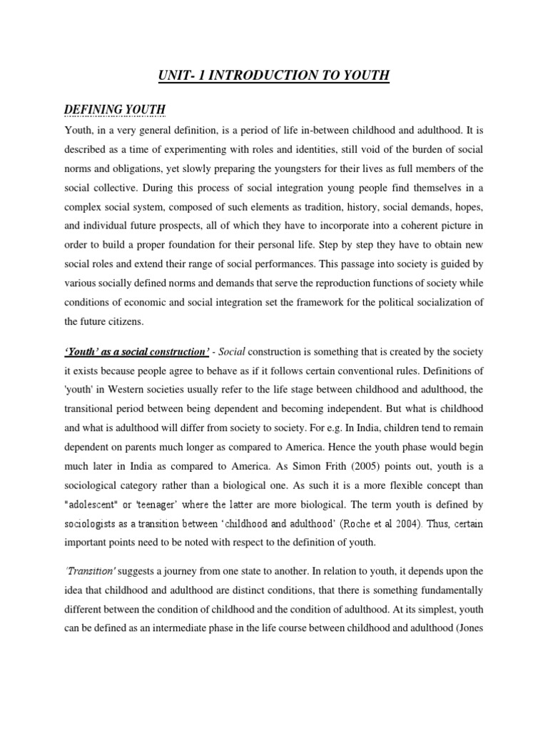Defining Youth: A Global Perspective | PDF | Adolescence | Identity ...