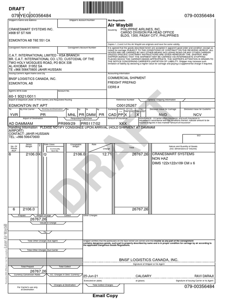 Draft Mawb - 079-00356484 | PDF | Transport | Economies