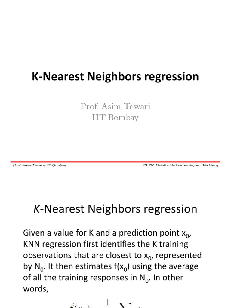 21 K-Nearest Neighbors Regression | PDF | Regression Analysis | Linear Regression