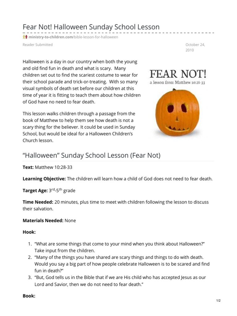 Halloween Sunday School Lesson | PDF | Jesus | Halloween