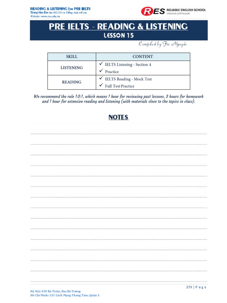 Pre IELTS Reading & Listening Lesson 15 | PDF