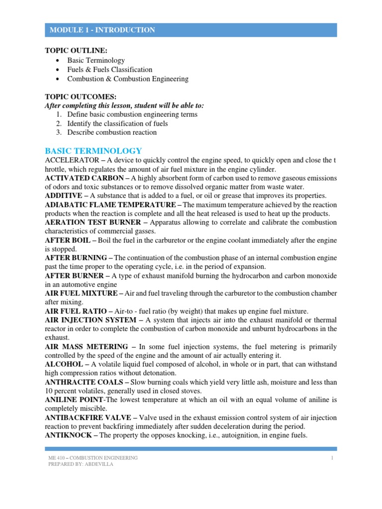01 Module 1-Introduction To Combustion Engineering | PDF | Combustion ...