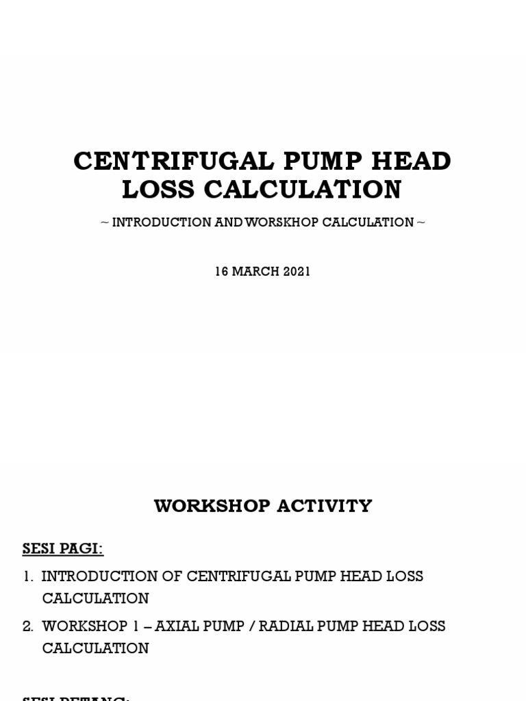 Centrifugal Pump Head Loss Calculation | PDF | Science & Mathematics ...