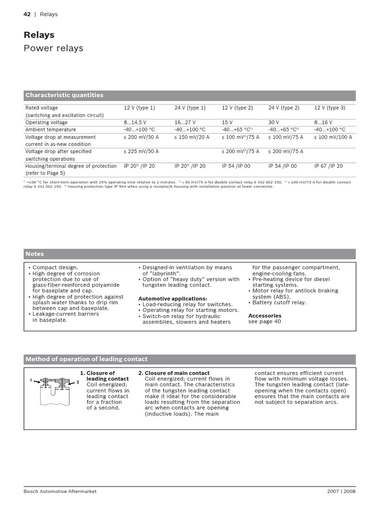 Bosch Power Relays | PDF | Relay | Electrical Connector