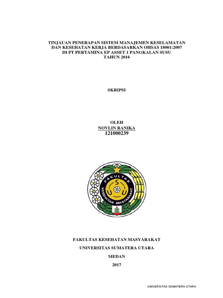 Tinjauan Penerapan Sistem Manajemen Keselamatan Dan Kesehatan Kerja Berdasarkan Ohsas 18001:2007 ...