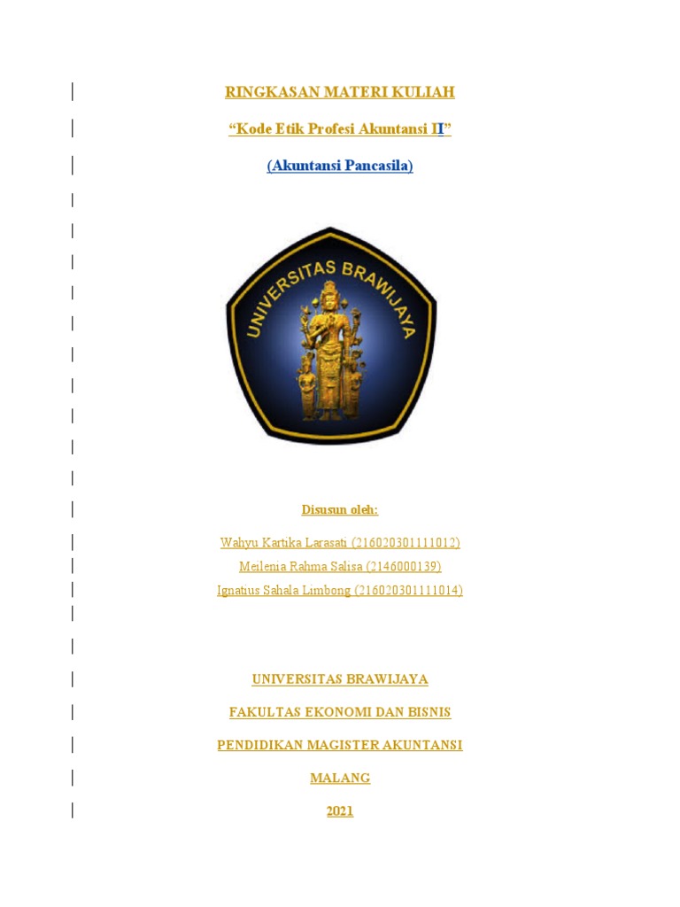 07 Ringkasan Materi Etika Profesi Akuntansi II (Akuntansi Pancasila) | PDF