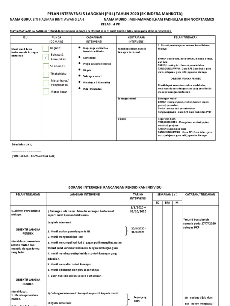 Intervensi Rpi Ilham | PDF