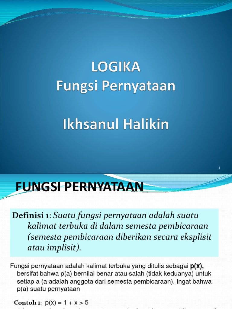 Chapter 1-c Fungsi Pernyataan Dan Kuantor | PDF