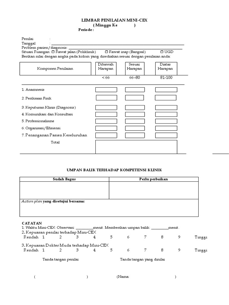 Penilaian Mini-CEX untuk Dokter Muda | PDF | Pengelolaan Keuangan & Uang