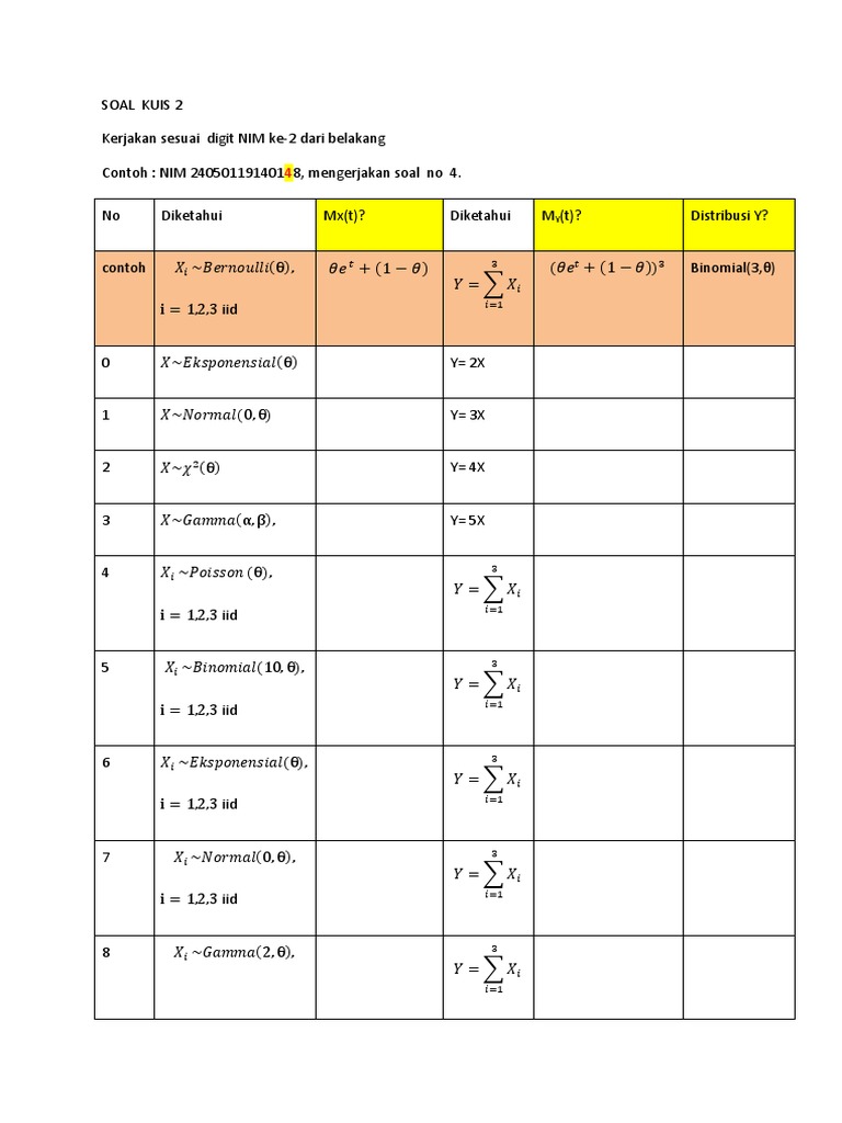 Soal Kuis 2 Statmat 1 | PDF