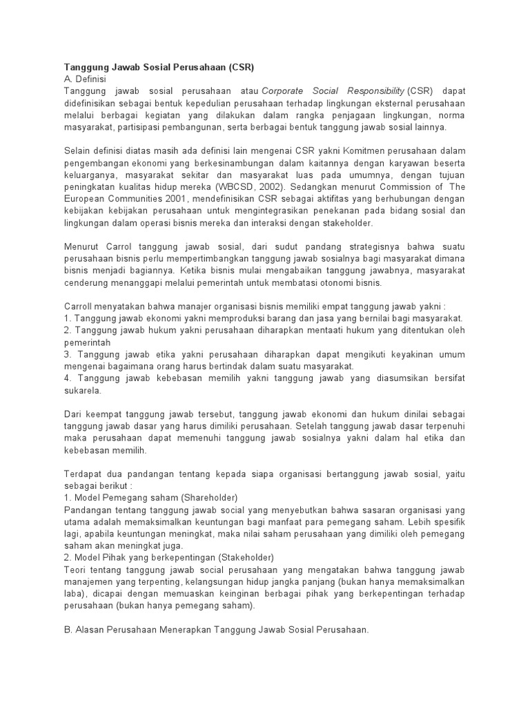 Tanggung Jawab Sosial Perusahaan | PDF