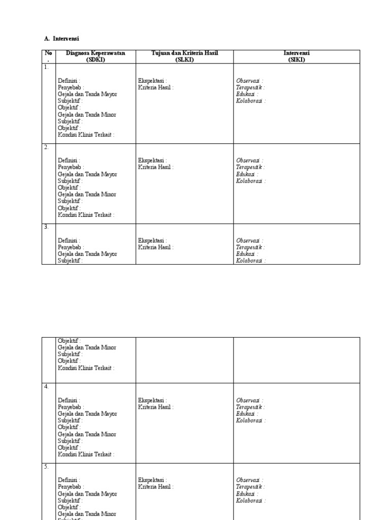 Format Tabel Intervensi | PDF
