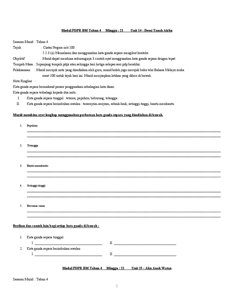 Modul PDPR BM Minggu 21 Dan 22 | PDF