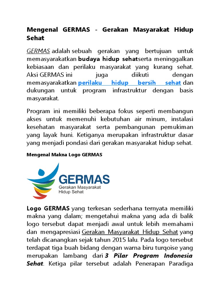 Memahami GERMAS dan 3 Pilar Sehat | PDF