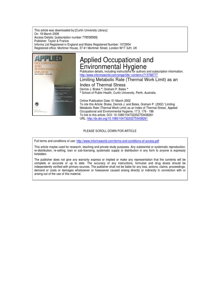 Applied Occupational and Environmental Hygiene | PDF | Applied And ...