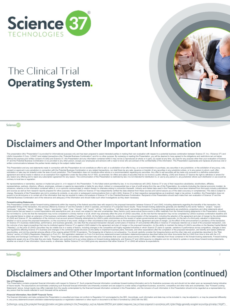 Science 37 Investor Deck | PDF | Stocks | Risk