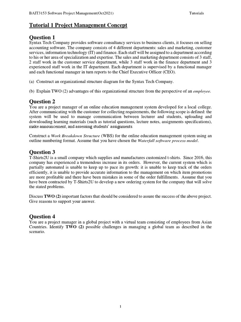 BAIT3153 Tutorial 1-8 Ques | PDF | Net Present Value | Risk