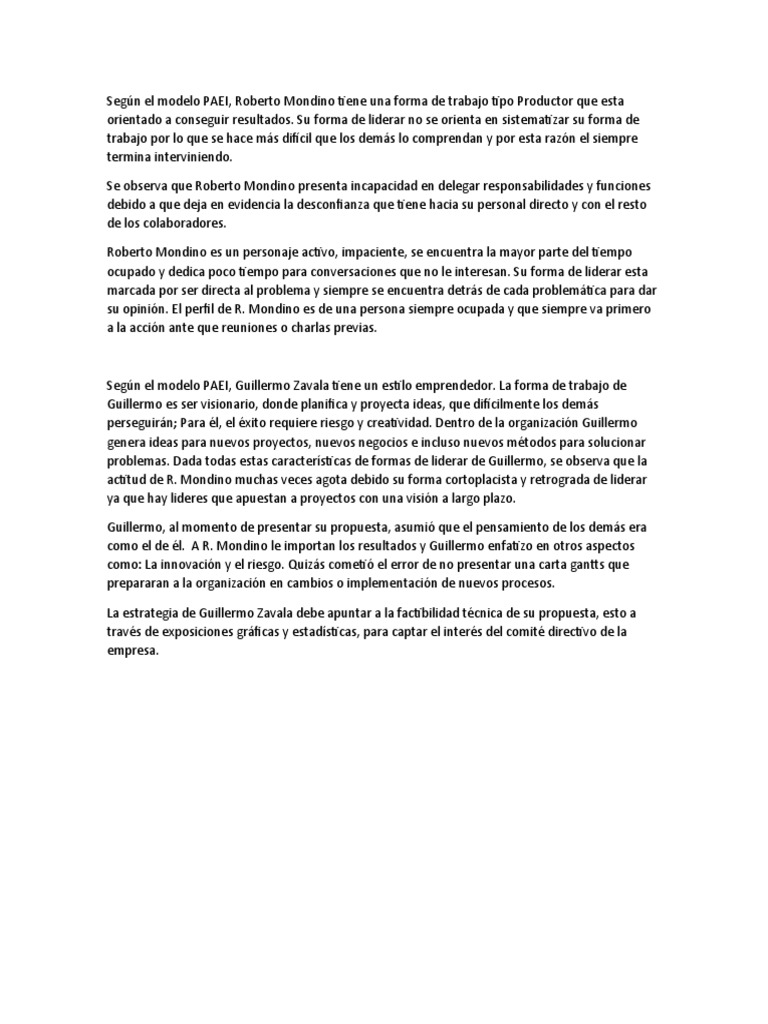 Estilos de Liderazgo según PAEI | PDF | Negocios | Relaciones ...