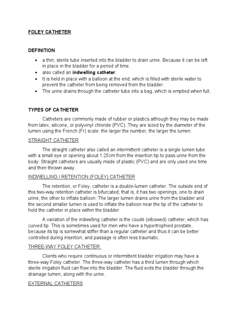 Guide to Foley Catheter Use | PDF | Catheter | Urinary Bladder