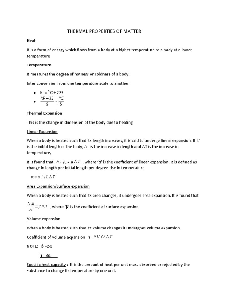 Thermal Properties of Matter and Kinetic Theory of Gases | PDF | Thermal Expansion | Gases