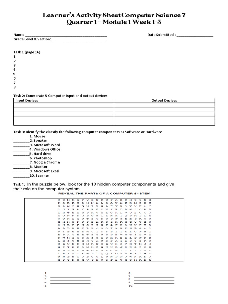LAS - Computer Science 7 - Quarter 1 Module 1week 1-3 | PDF | Computer ...