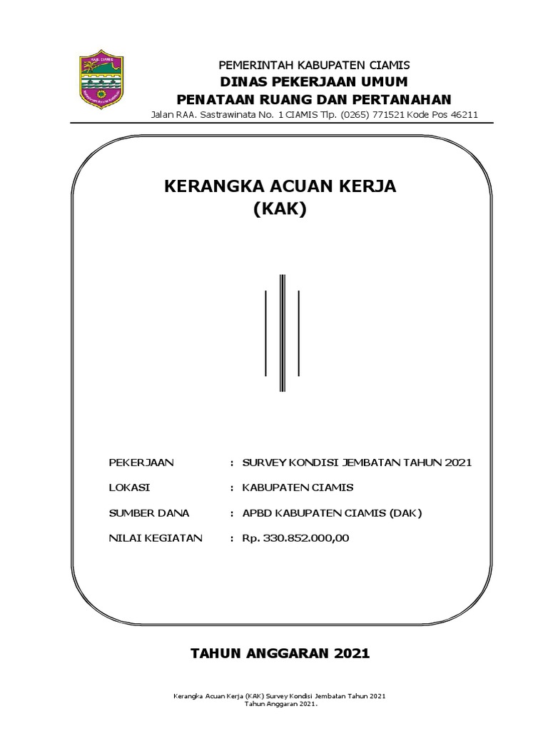 KAK Survey Kondisi Jembatan Tahun 2021 | PDF