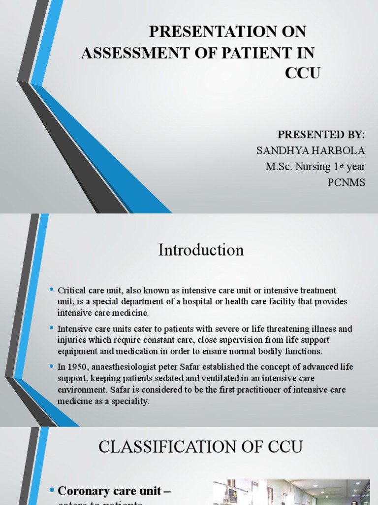 Assessment of Patients in CCU | PDF | Intensive Care Unit | Medicine