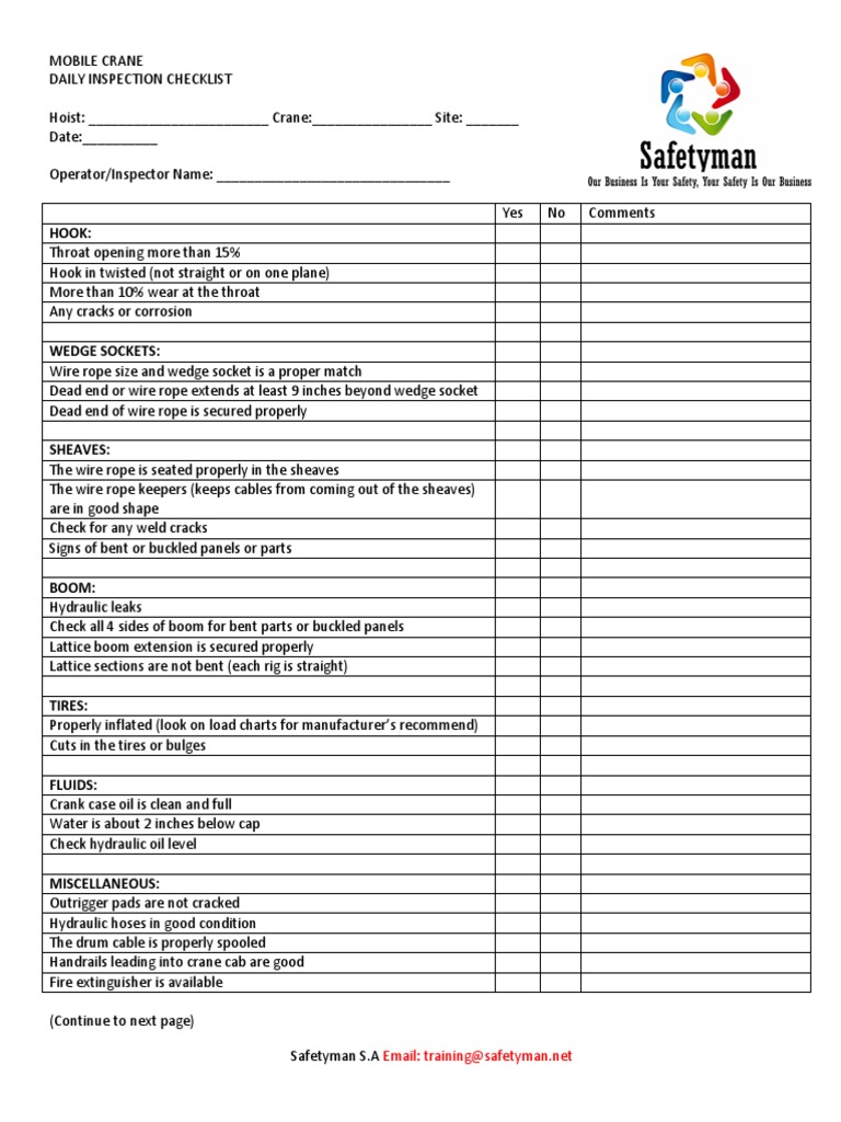 Mobile Crane Inspection Pdf