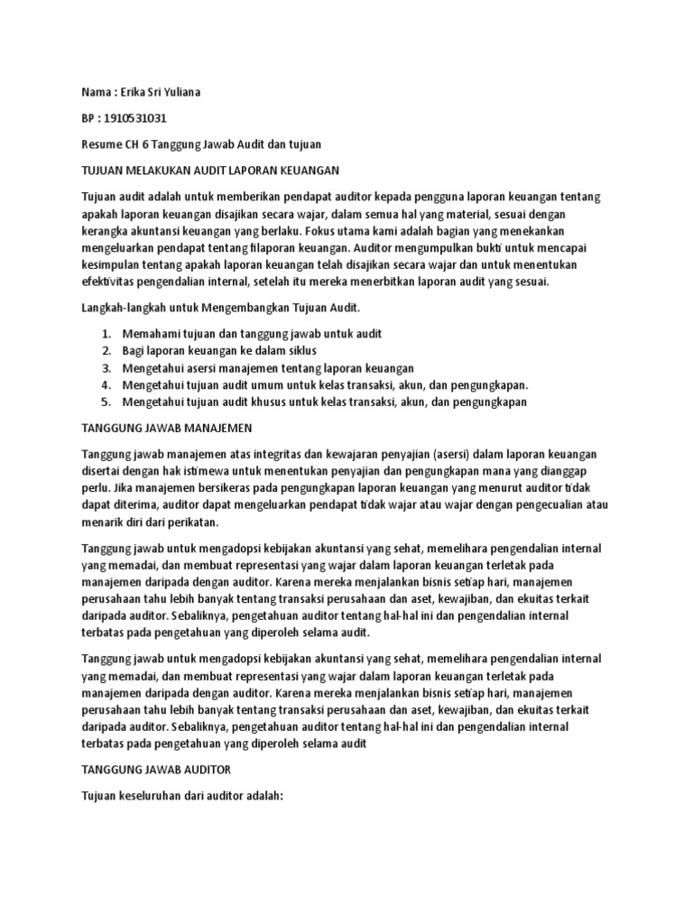 Resume Bab 6 Audit | PDF