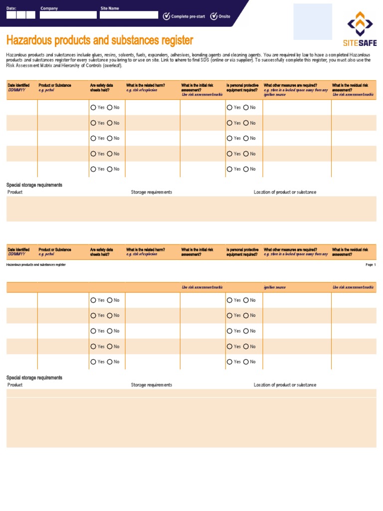 Hazardous Substances Register Guide | PDF | Safety | Prevention