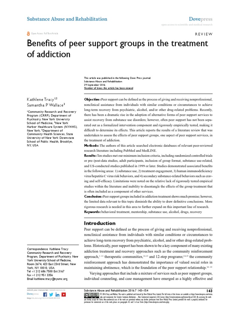 Benefits of Peer Support Groups in The Treatment of Addiction | PDF ...