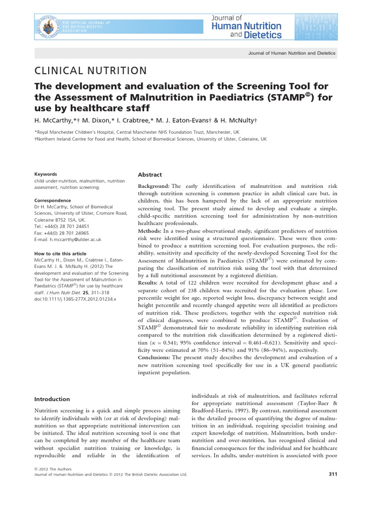 STAMP (Kids) | PDF | Sensitivity And Specificity | Risk