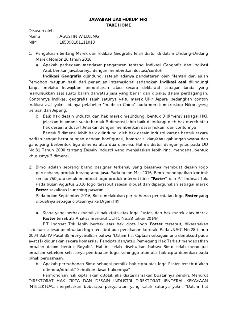 Uas Hki Bio 2021 - Agustin Wilujeng | PDF | Hukum