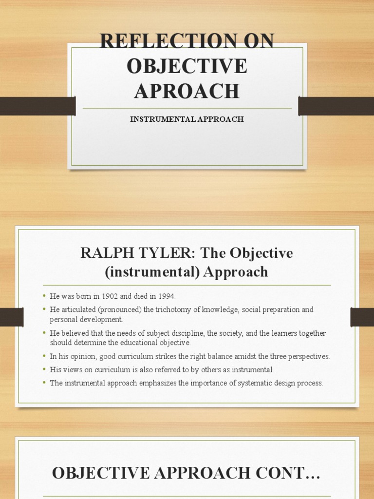 HCEA182 Ralph Tyler's Objectives Approach or Model To Curriculum | PDF ...