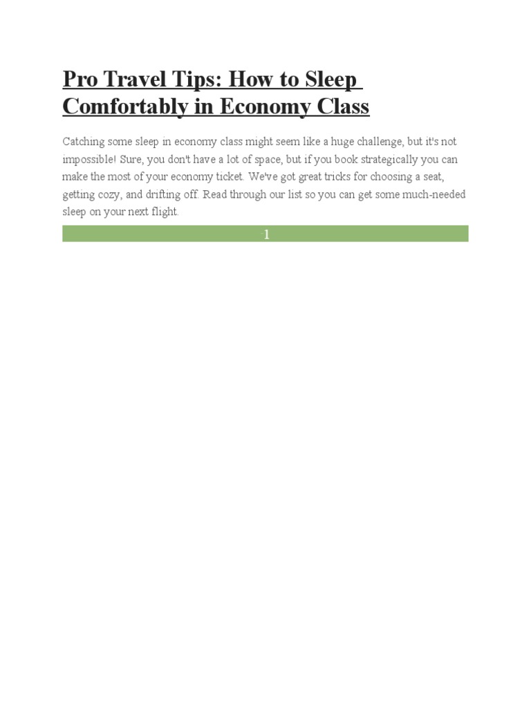 Sleep Tips for Economy Class Travel | PDF | Career & Growth | Language ...